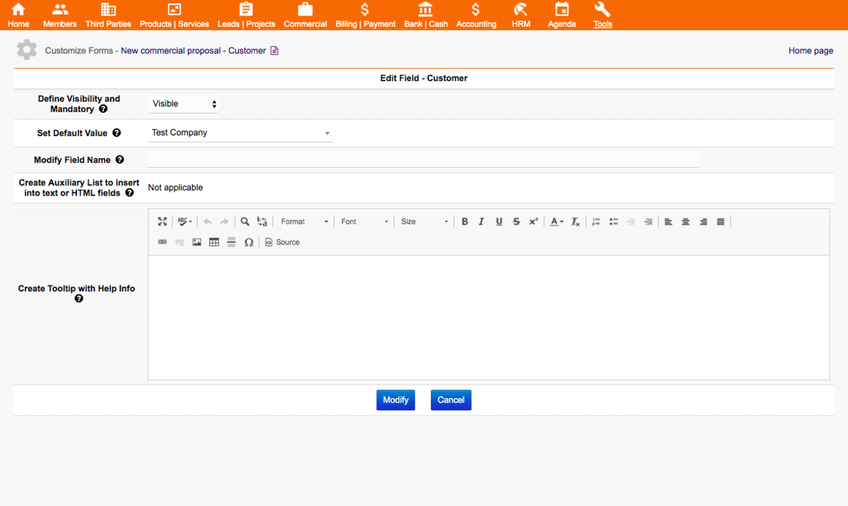 Module CustomizeForms - Dolibarr ERP CRM Wiki